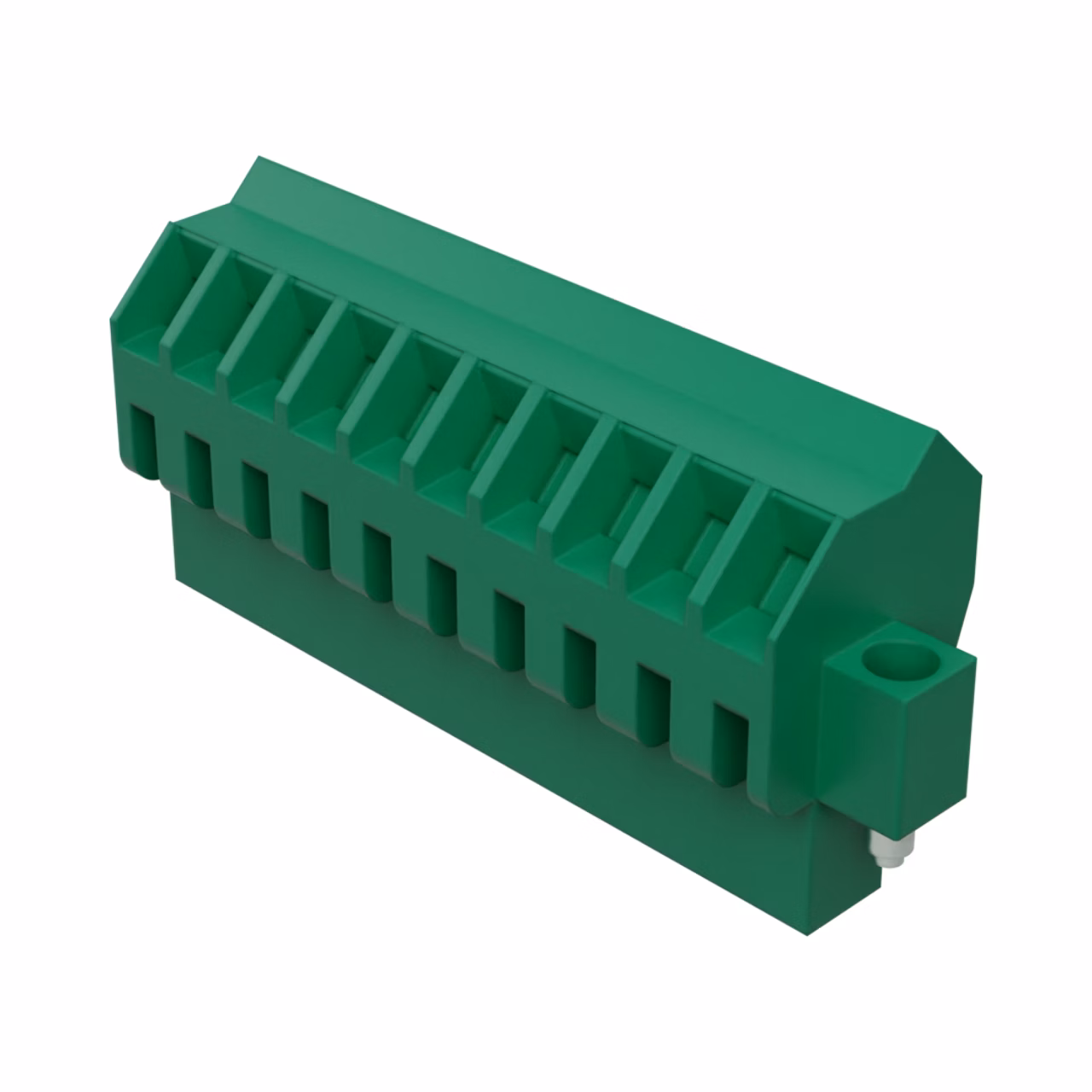 5.08mm Pitch Eurostyle 45° Wire Entry Plug, with Mounting Ends, 10 Circuits, Green for sale