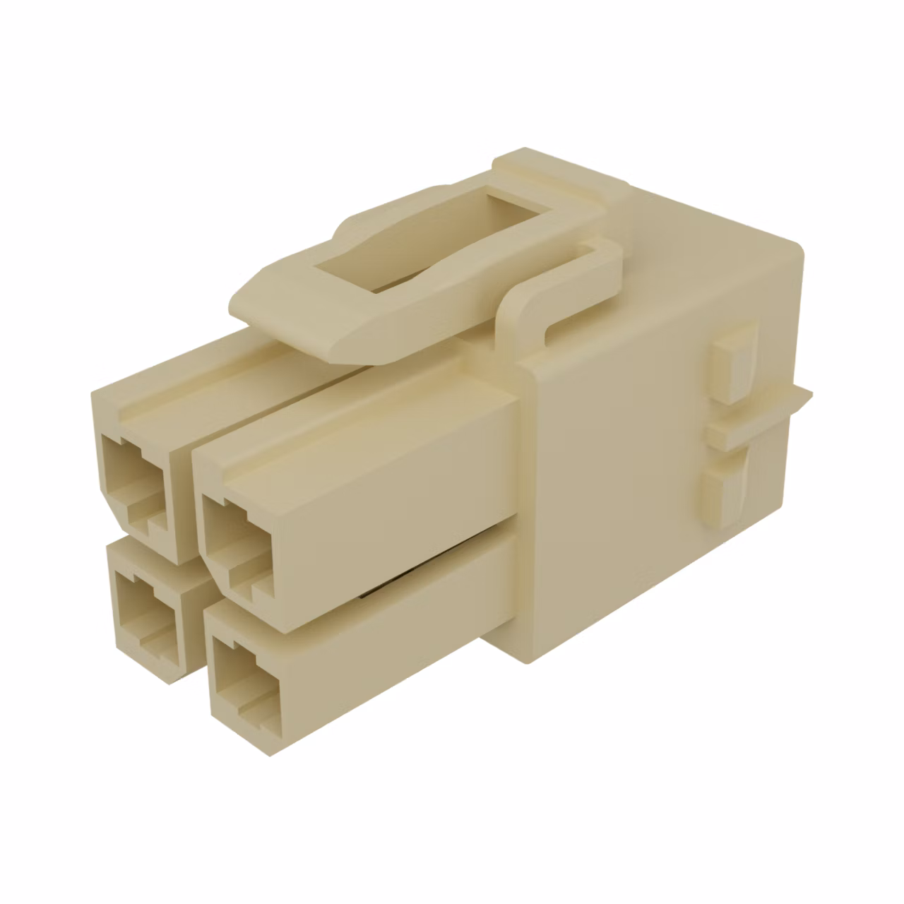 Mega-Fit ColorLock Tangless TPA-Capable Receptacle Housing, Dual Row, 4 Circuit, UL 94V-0, Glow-Wire Capable, Natural for sale