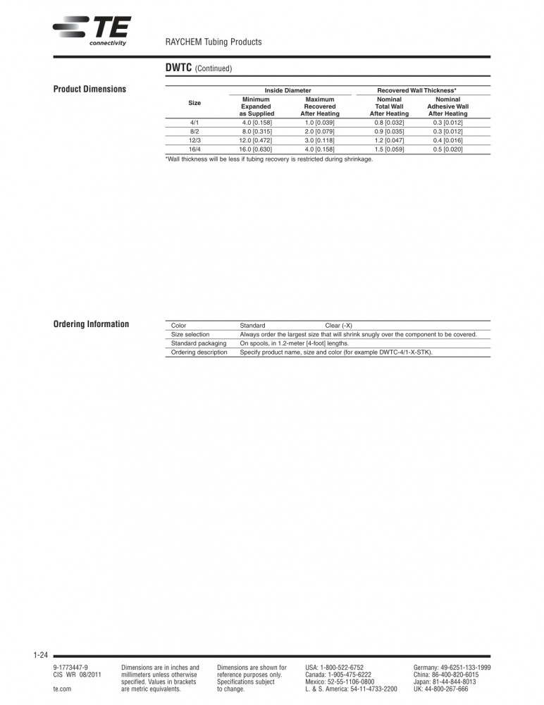 TE Connectivity Raychem DWTC technical document page 2
