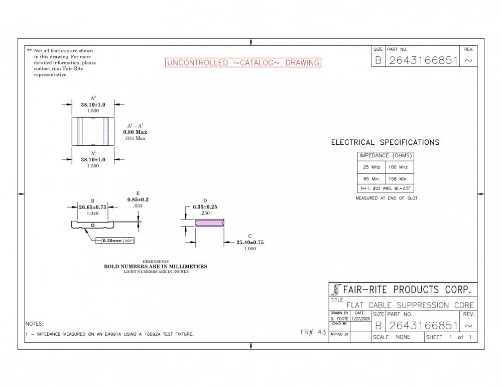 Fair-Rite 2643166851 product document preview