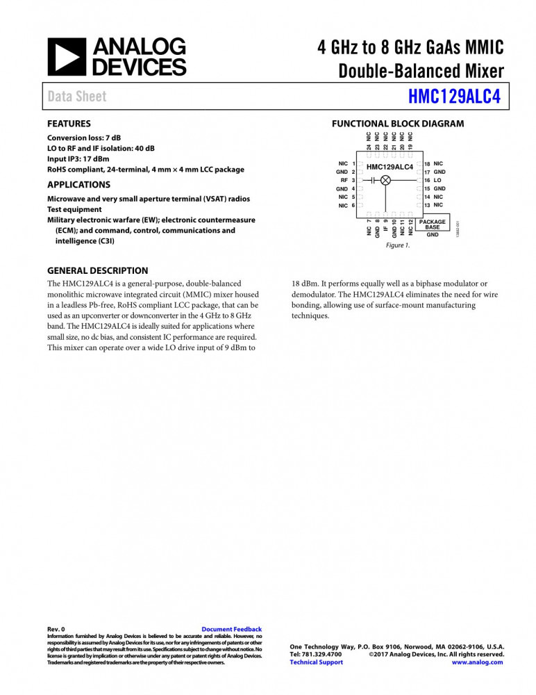 HMC129ALC4 datasheet page 1