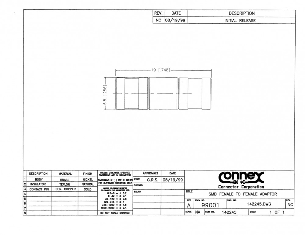 Amphenol 142245 technical drawing