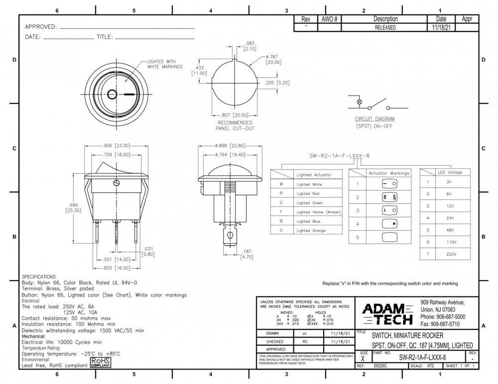 SW-R2-1A-F-LR13-8 technical document page