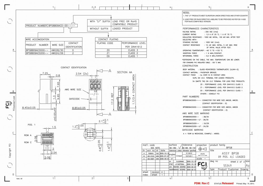 BPS8B09ACD000Z1LF technical drawing page 2
