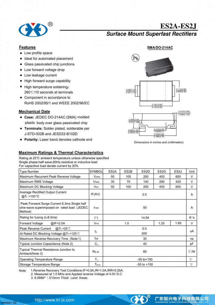JUXING ES2G datasheet page 1