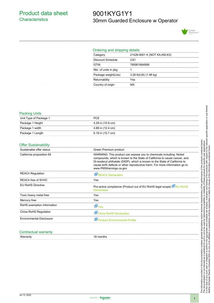 9001KYG1Y1 technical document preview