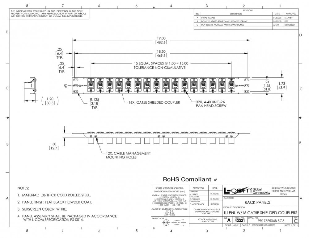 L-com PR175F504B-SC5 technical drawing