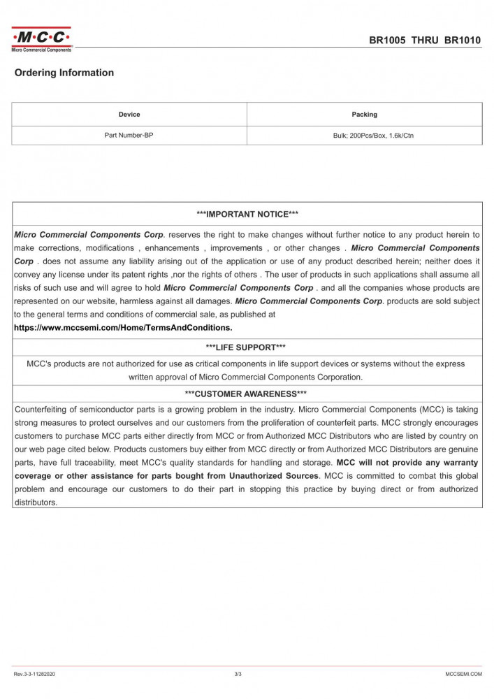 BR1010-BP datasheet page 3