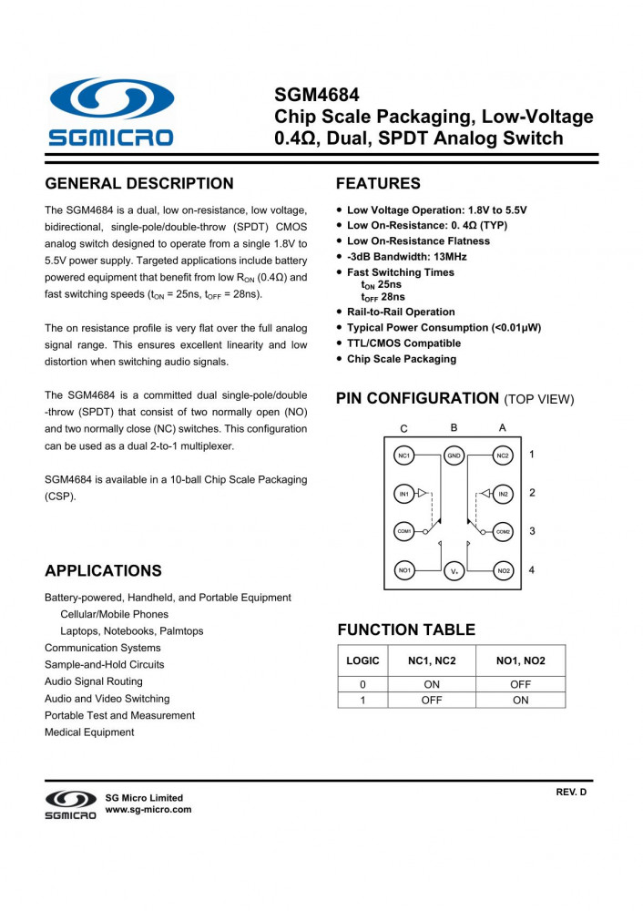 SGM4684 datasheet page 1