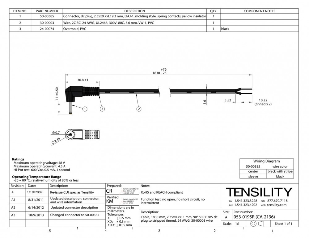 053-0195R product drawing and wiring information