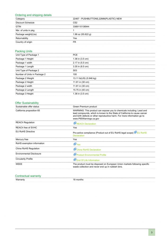 XB5AW36B5 technical document page 3