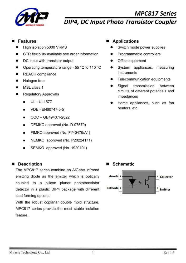 MPC817B9-FGV datasheet page 1