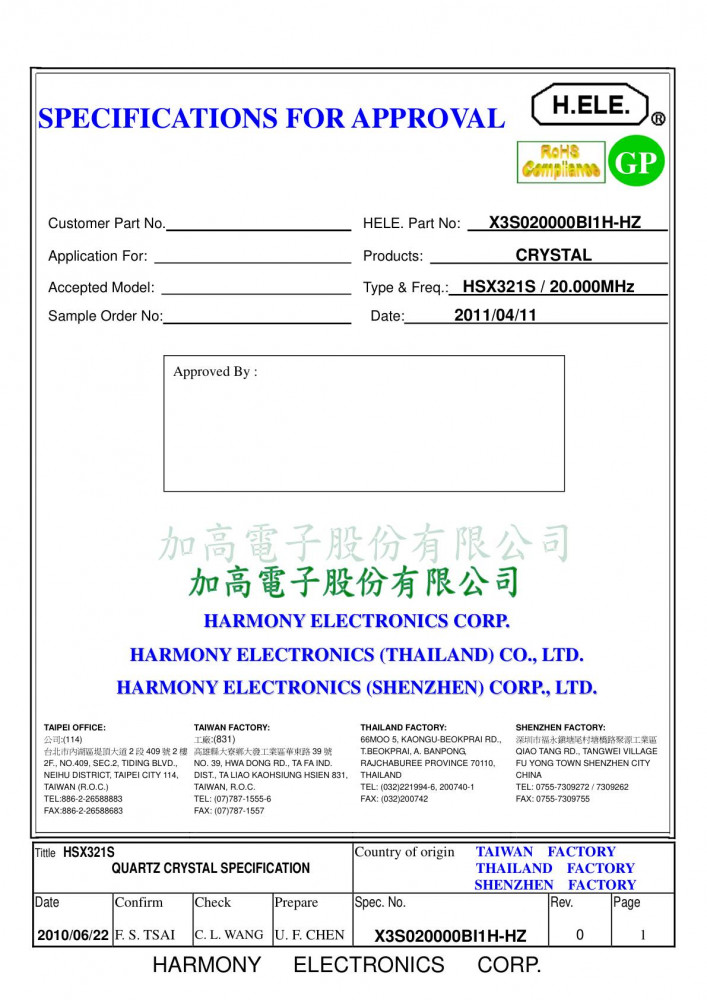 X3S020000BI1H-HZ specification page 1