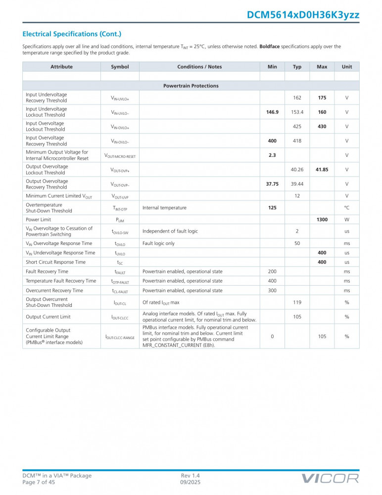 VICOR DCM5614 product document page 7