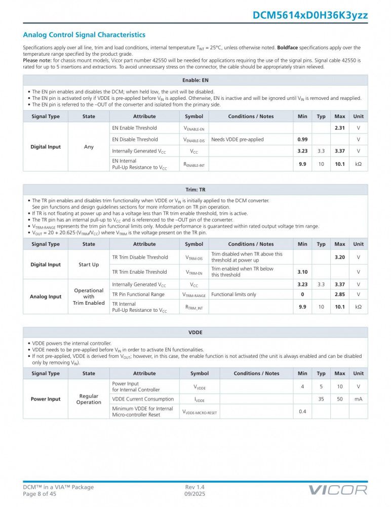 VICOR DCM5614 product document page 8