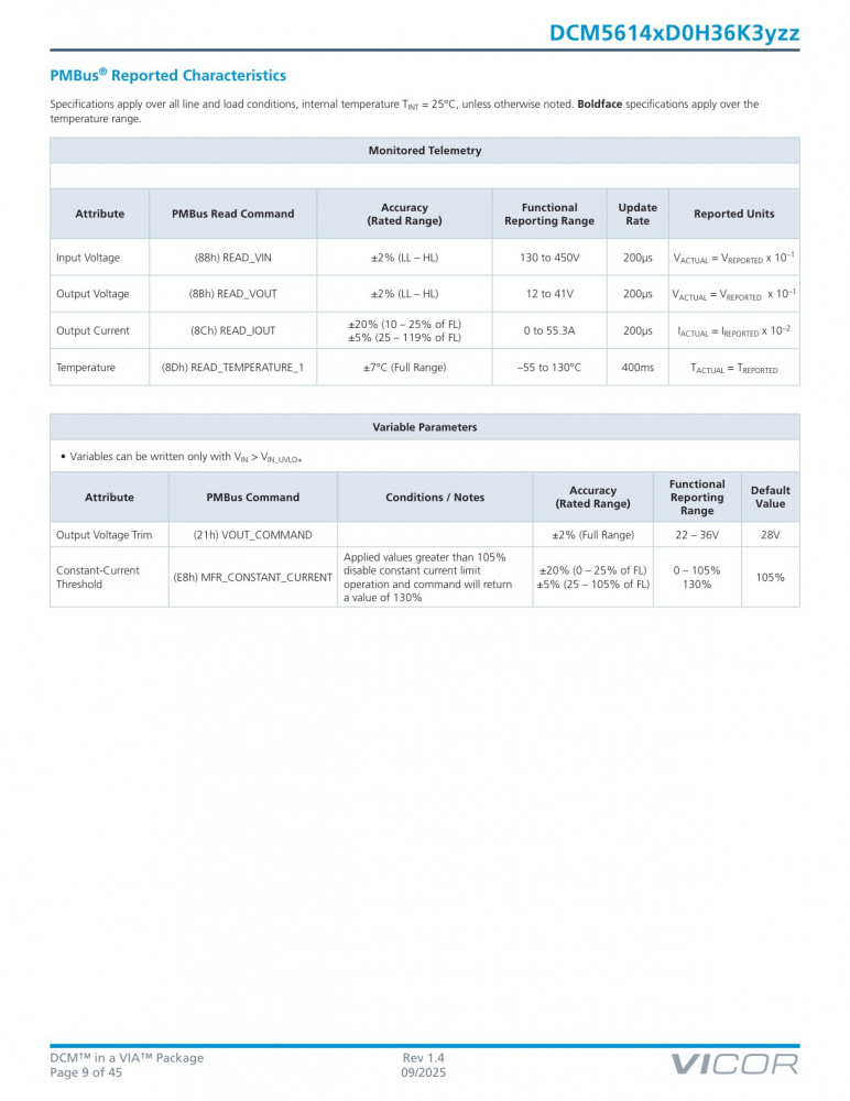 VICOR DCM5614 product document page 9