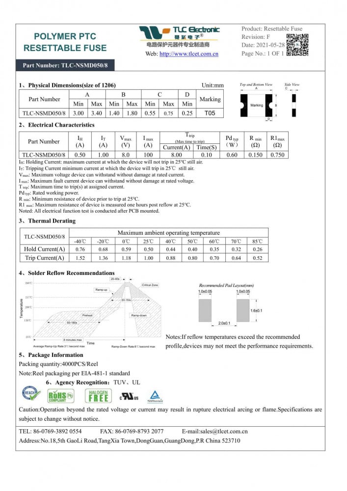 TLC-NSMD050/8 official datasheet page