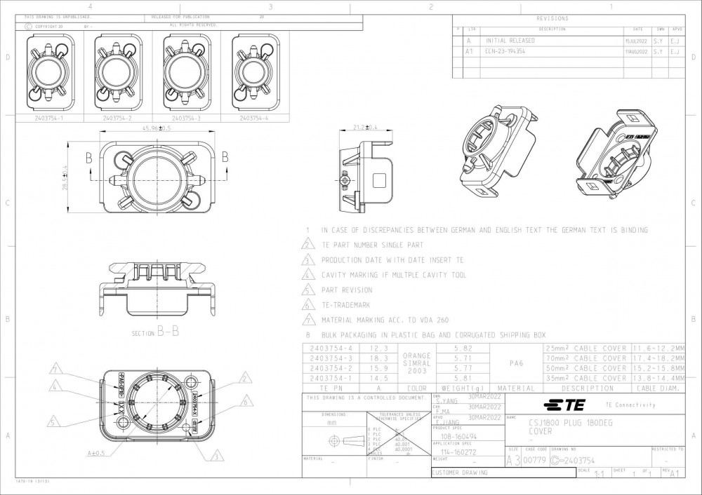TE Connectivity 2403754 drawing preview