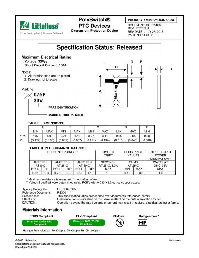 MINISMDC075F/33-2 technical document page 1
