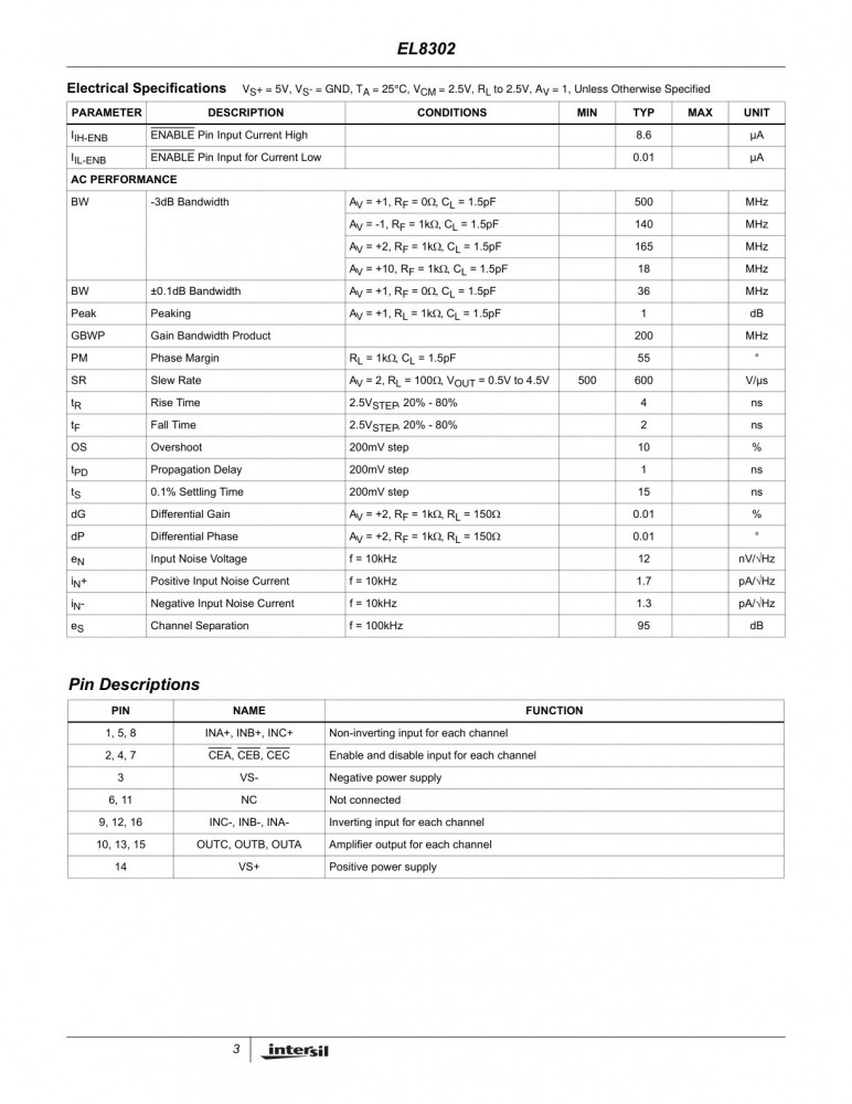 EL8302 datasheet page 3