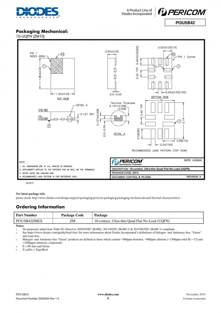 PI3USB42ZMEX datasheet page 8