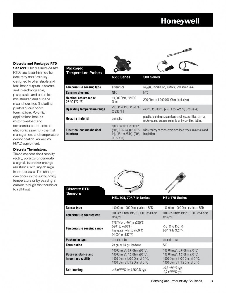 Honeywell temperature sensor documentation page 3