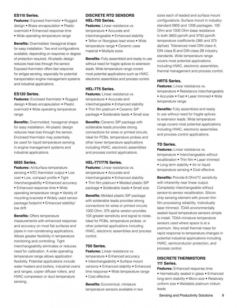 Honeywell temperature sensor documentation page 9