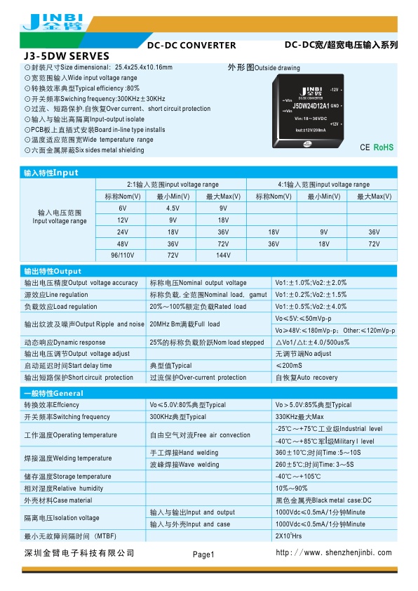JINBI J3DW24D12A1 datasheet page 1