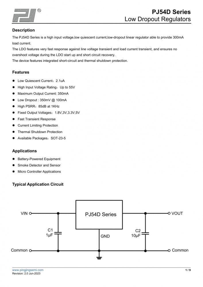 PJ54DM33SE datasheet page 1