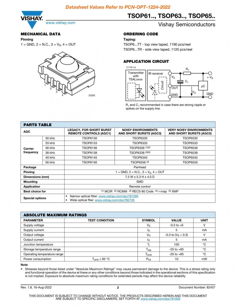 TSOP6338TT datasheet page 2
