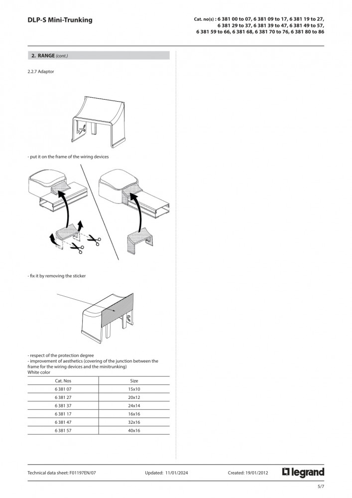 Legrand DLP-S mini-trunking document page 5
