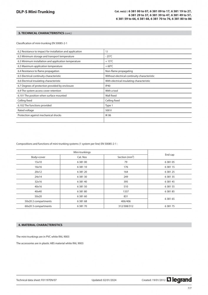 Legrand DLP-S mini-trunking document page 7