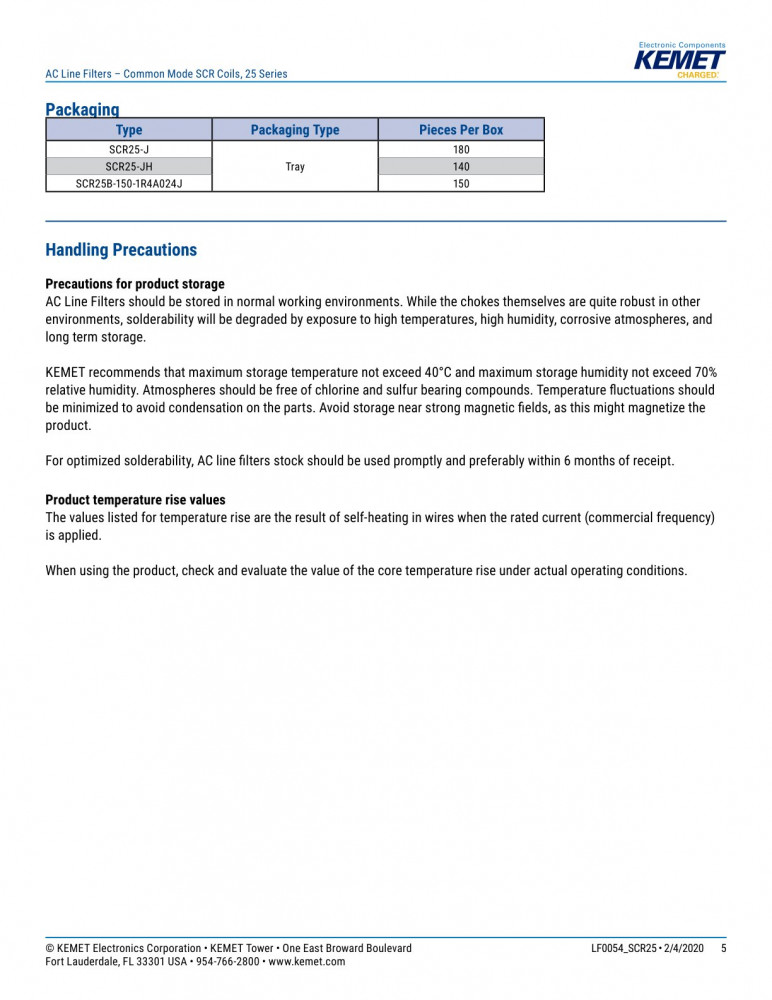 KEMET SCR series datasheet page 5