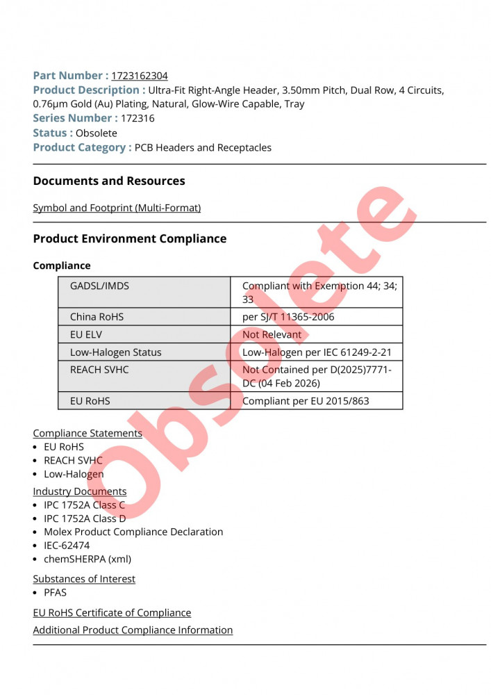 MOLEX 1723162304 technical document image, page 1