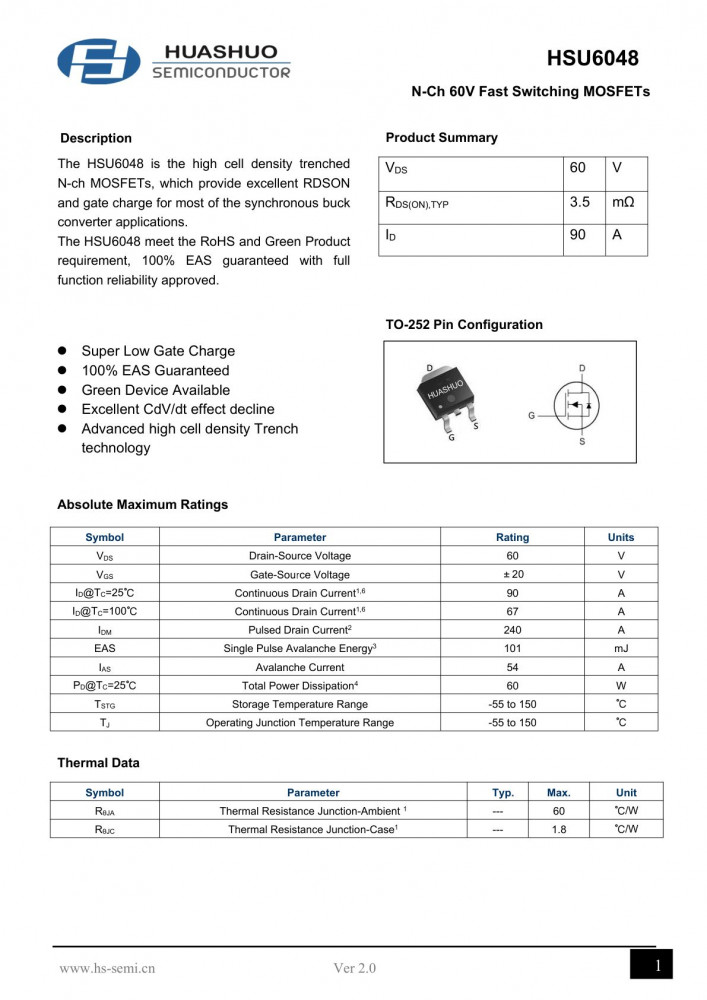 HSU6048 datasheet page 1
