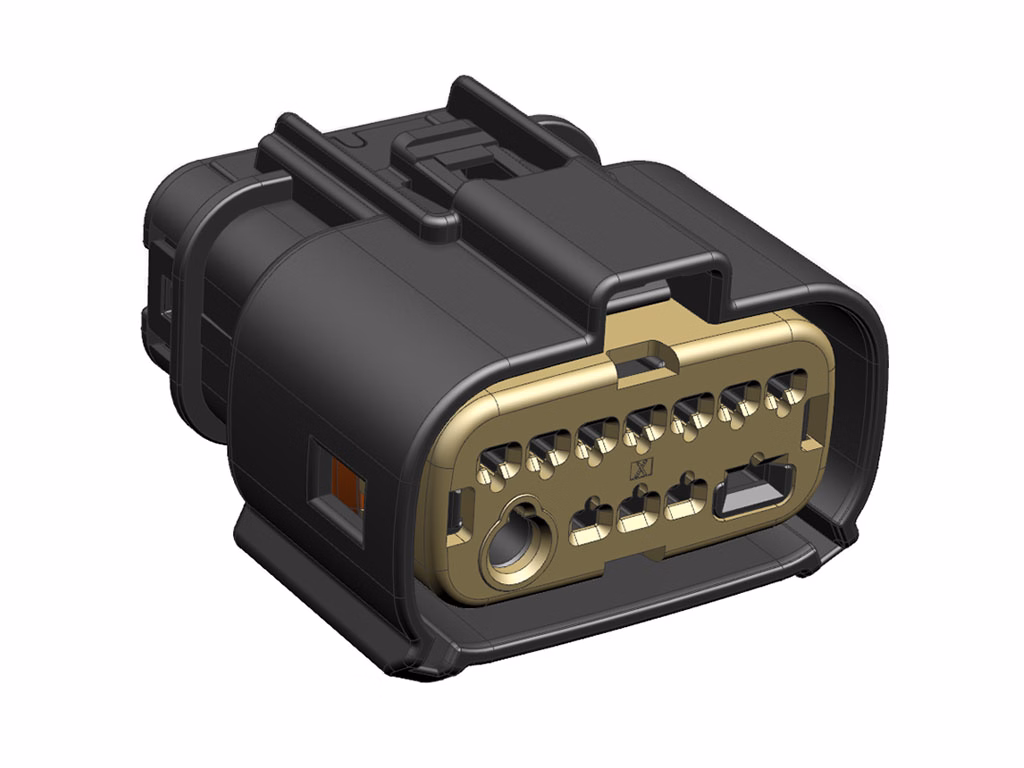 MX150 Mid-Voltage Mat-Sealed Female Connector Assembly, Dual Row, 6 Circuits, 48V, Keying Option A, with Connector Position Assurance, with Clip-Slot, Light Blue