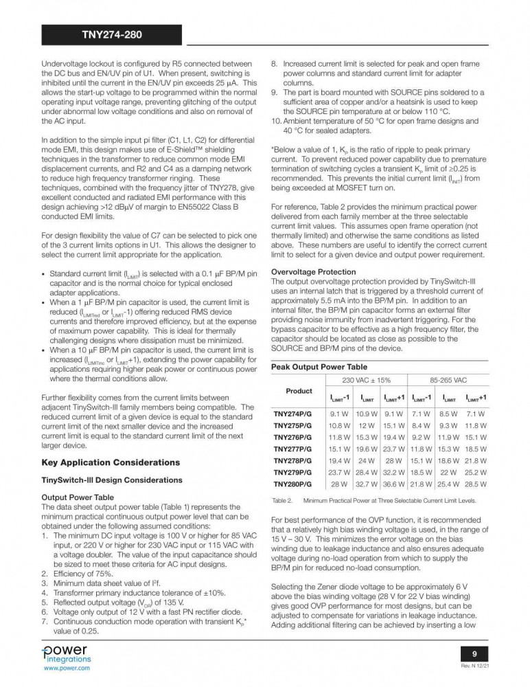 TNY274-280 datasheet page 9