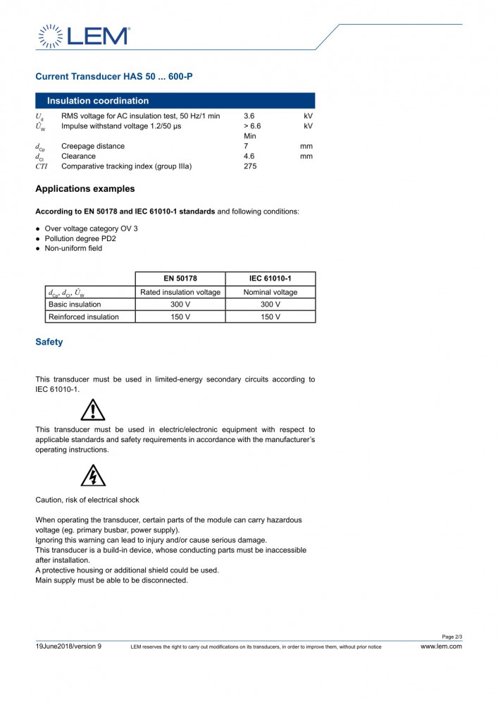 LEM HAS 600-P datasheet page 2