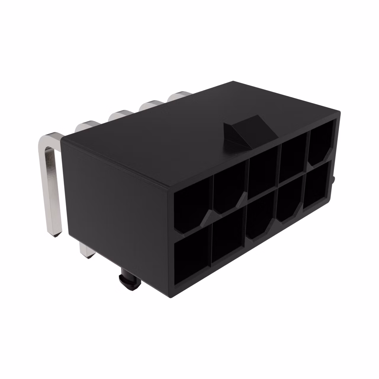 Mini-Fit Jr. Header, Dual Row, Right-Angle, with Snap-in Plastic Peg PCB Lock, 6 Circuits, UL 94V-0, Matte Tin (Sn) Plating, Black, Tray