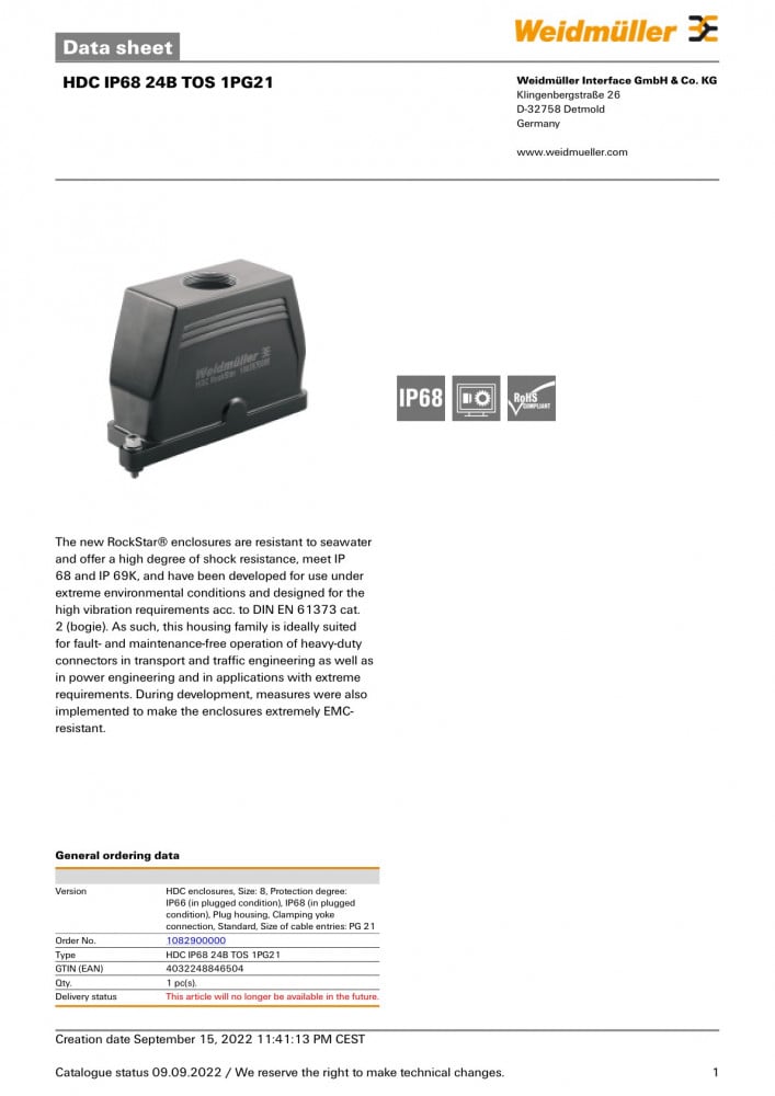 WEIDMULLER 1082900000 document page 1