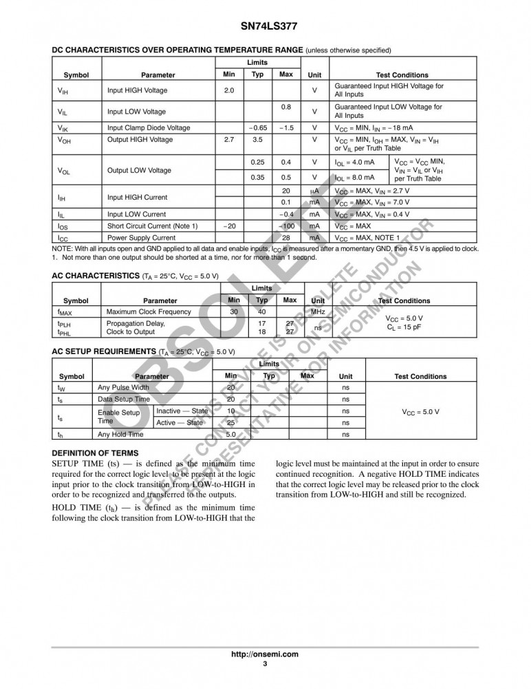 SN74LS377N technical document page 3