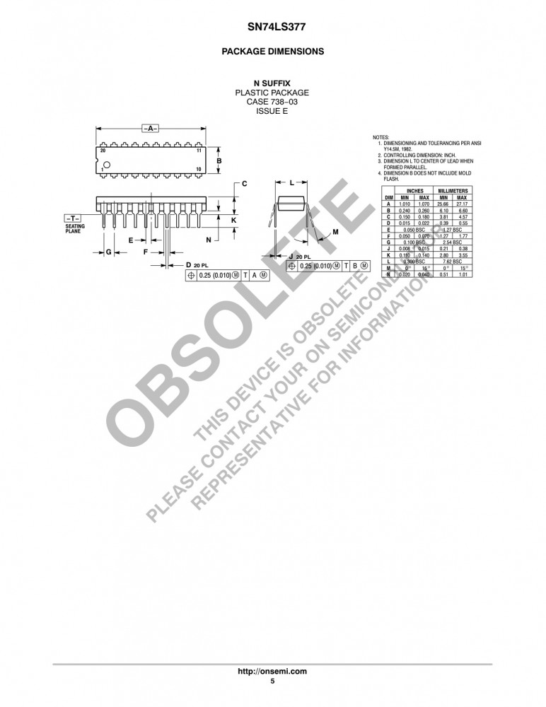 SN74LS377N technical document page 5