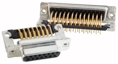 D-SUB Dual Port • Dual port 25-pos. /25-pos. • Dual port socket upper / Socket bottom • Solder pin angled .625