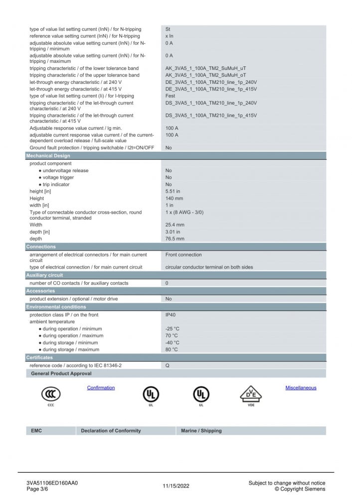 3VA5110-6ED16-0AA0 technical document page 3