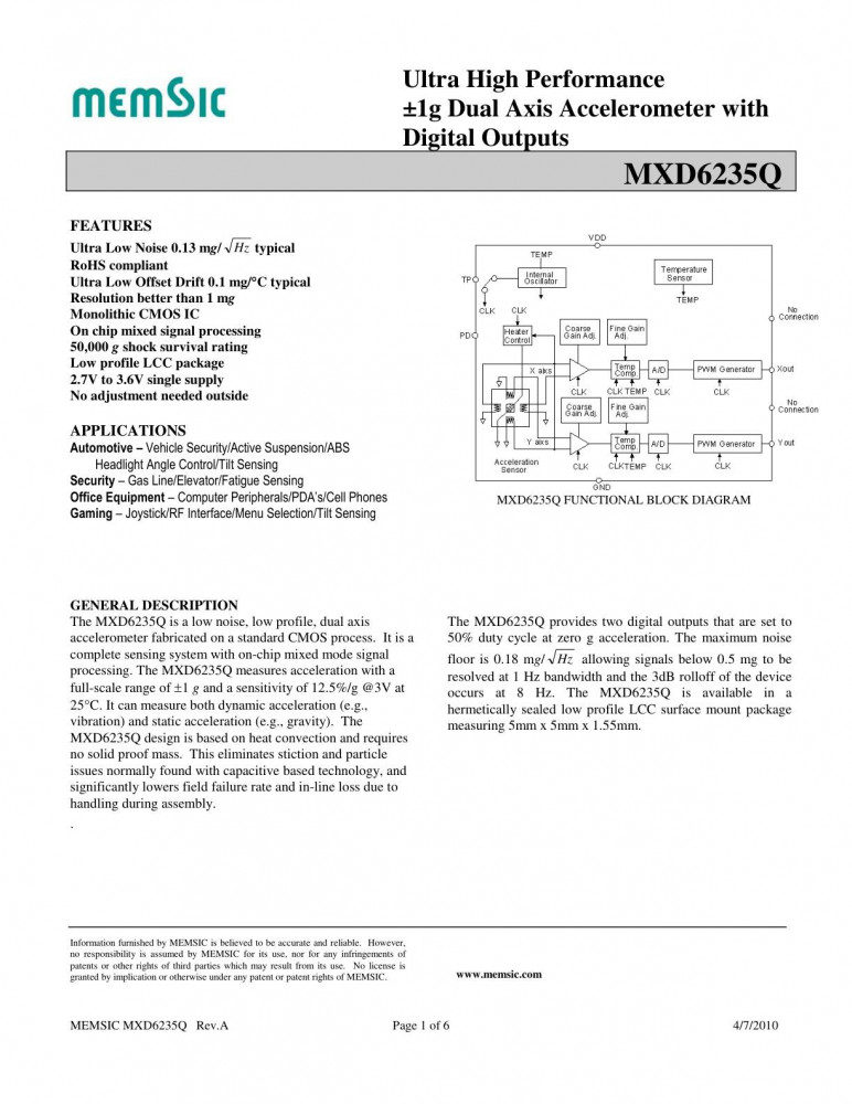 MXD6235QB datasheet page 1
