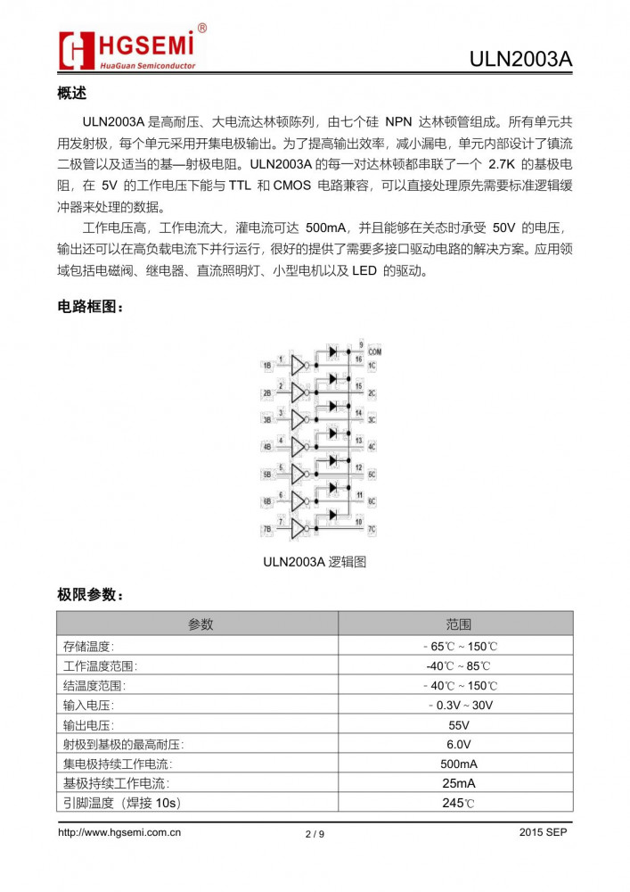 ULN2003AN datasheet page 2