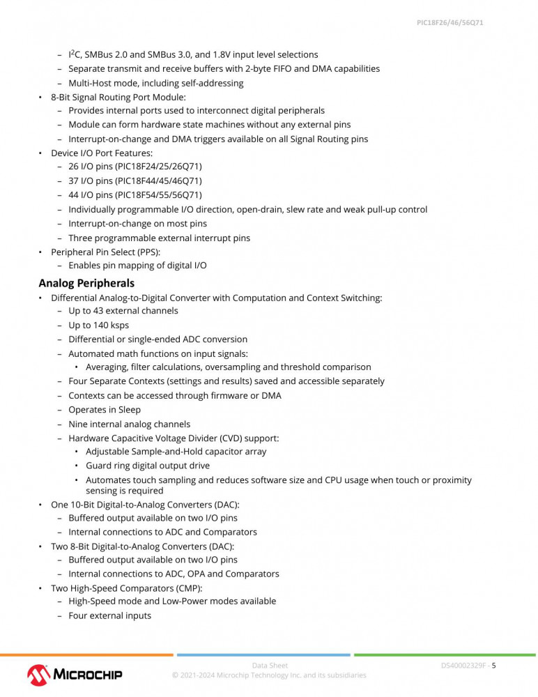 PIC18F46Q71 technical document preview 5