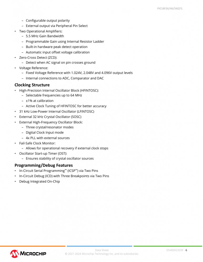 PIC18F46Q71 technical document preview 6