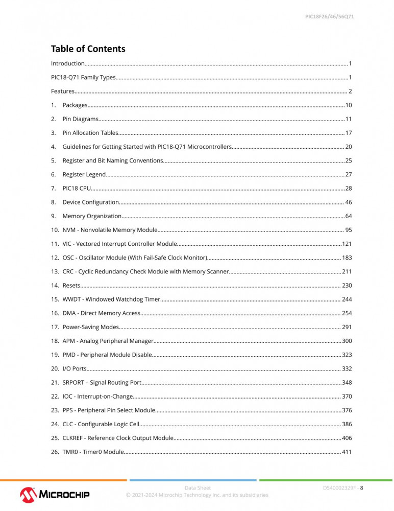 PIC18F46Q71 technical document preview 8