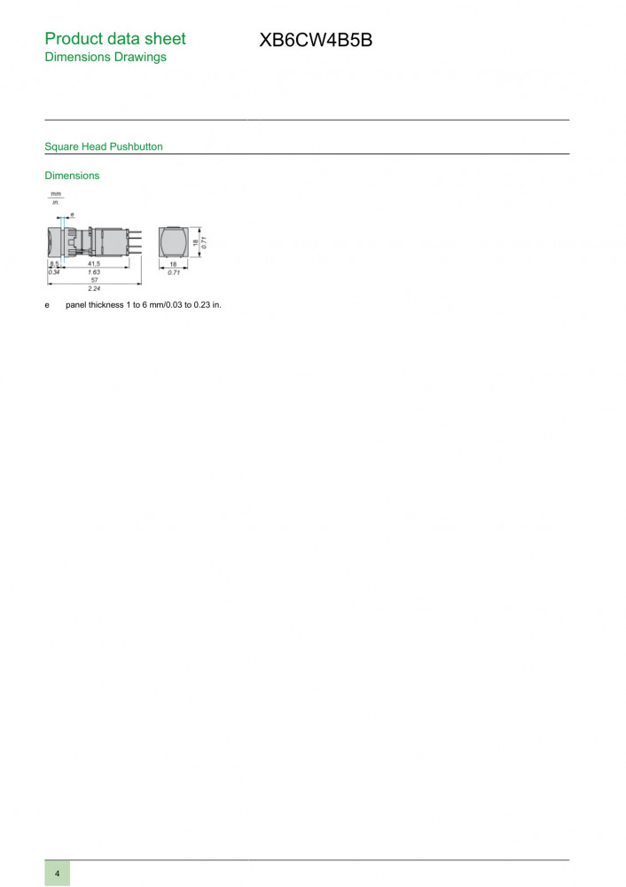 XB6CW4B5B technical document page 4